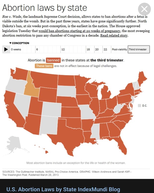 Abortion laws by state Roe v. Wade, the landmark Supreme Court decision ...