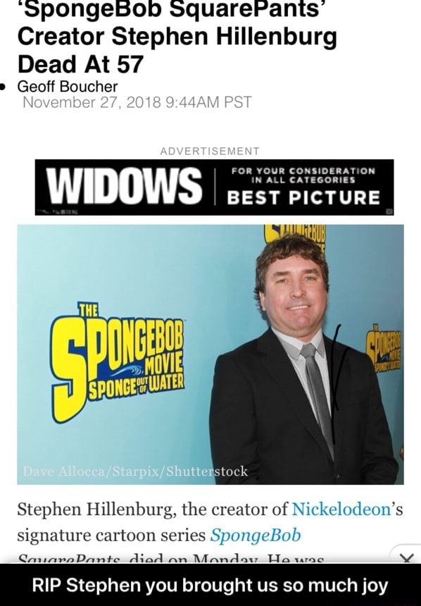 "SpongeBob SquarePants' Creator Stephen Hillenburg Dead At 57 - RIP ...
