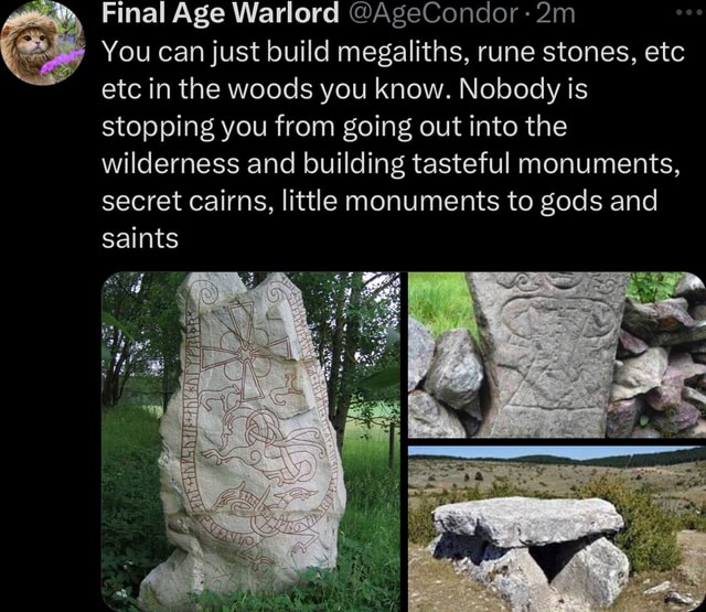Final Age Warlord @AgeCondor You can just build megaliths, rune stones ...
