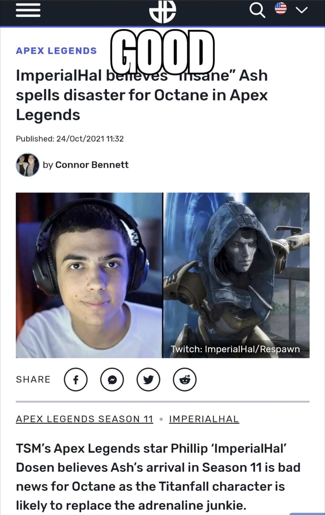 APEX LEGENDS dP ImperialHal b ne" Ash spells disaster for Octane in ...