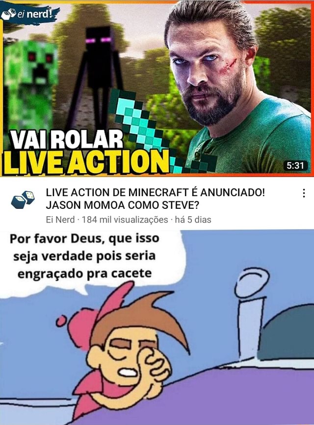 Nerd! RR, VAI ROLAR ON LIVE ACTION DE MINECRAFT É ANUNCIADO! 45" JASON ...