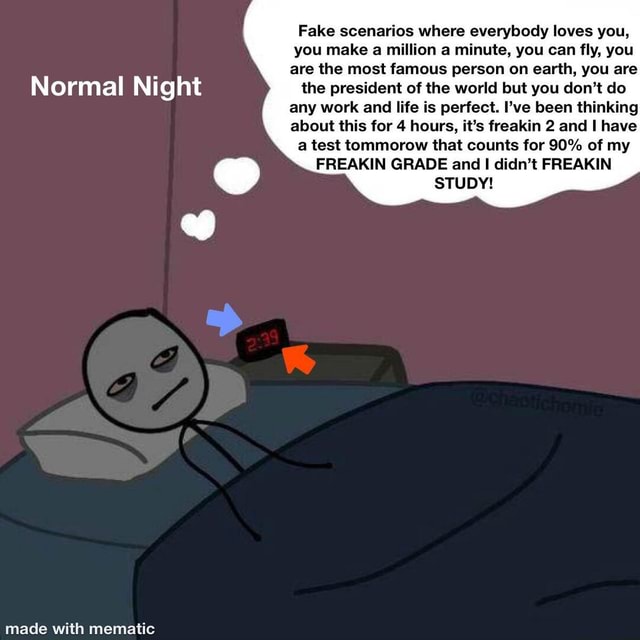 Fake scenarios where everybody loves you, you make a million a minute ...