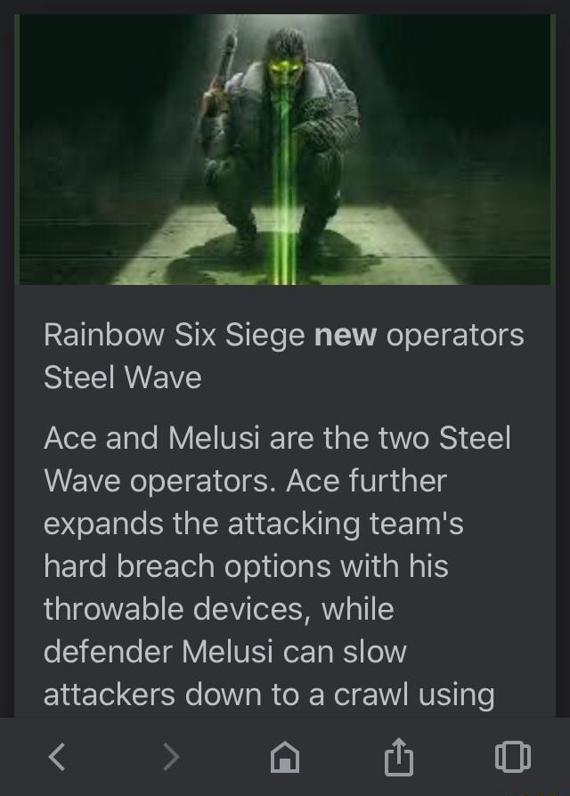 Rainbow Six Siege new operators Steel Wave Ace and Melusi are the two ...