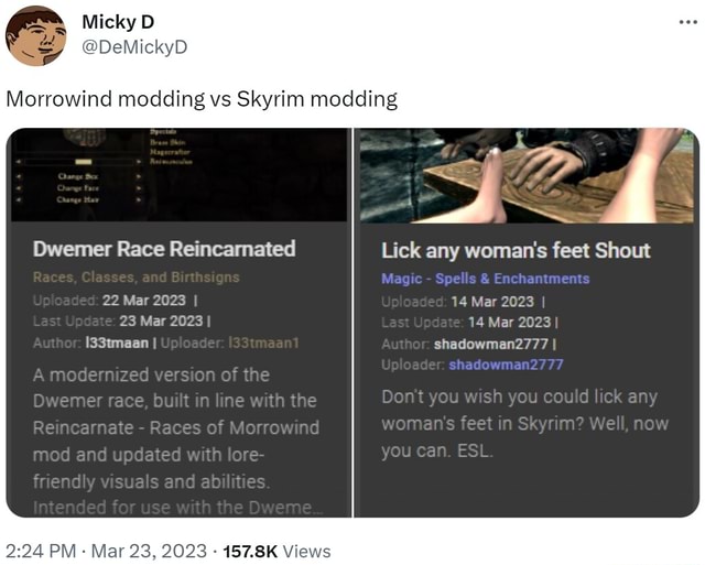 Micky @DelMickyD Morrowind modding vs Skyrim moddi Dwemer Race ...