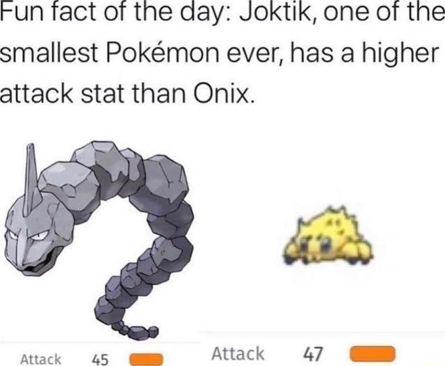 Fun fact of the day: JOKtik, one of the smallest Pokemon ever, has a ...