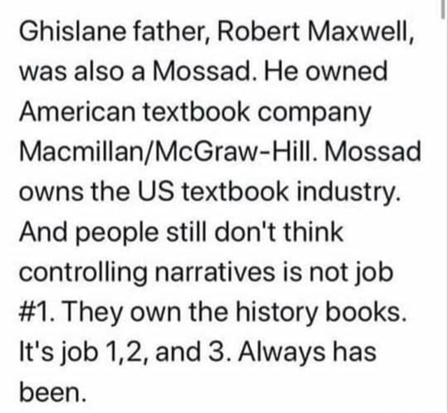 Ghislane Father Robert Maxwell Was Also A Mossad He Owned American