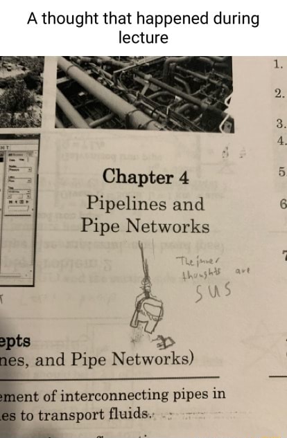 A thought that happened during lecture Chapter 4 Pipelines and Pipe Networks ts s, and Pipe ...