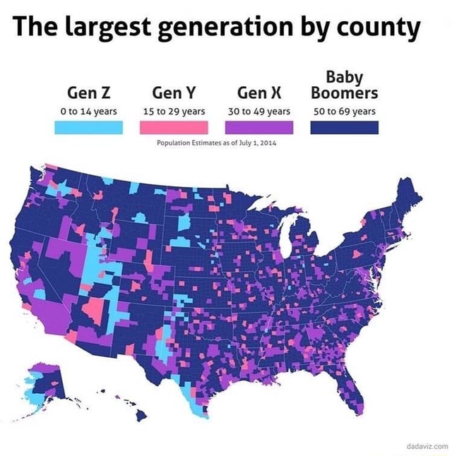 The largest generation by county Baby GenZ Gen Y Gen Boomers Ow 14 ...