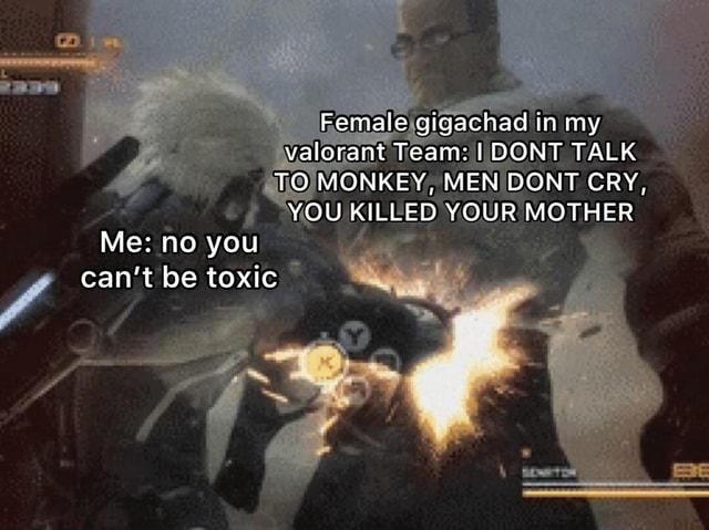 Female gigachad in my valorant Team: I DONT TALK TO MONKEY, MEN DONT ...