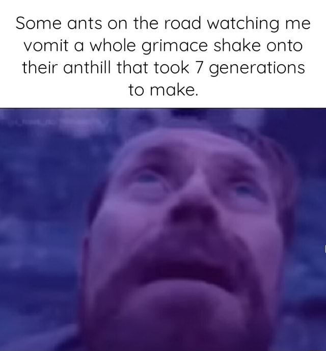 Some ants on the road watching me vomit a whole grimace shake onto ...