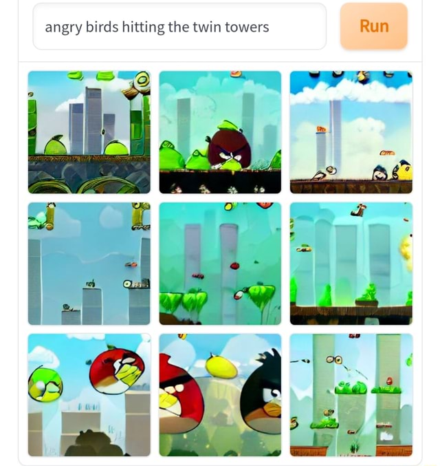 Angry birds hitting the twin towers Run ~ wy ow - iFunny
