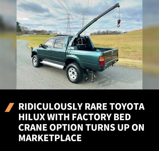 RIDICULOUSLY RARE TOYOTA HILUX WITH FACTORY BED CRANE OPTION TURNS UP ...