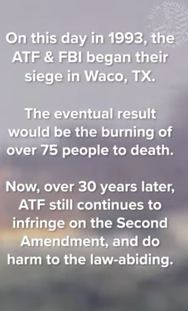 On this day in 1993, the ATF & FBI began their siege in Waco, TX. The ...
