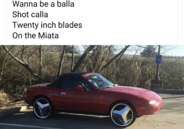 Wanna be a balla Shot calla Twenty inch blades On the Miata - iFunny