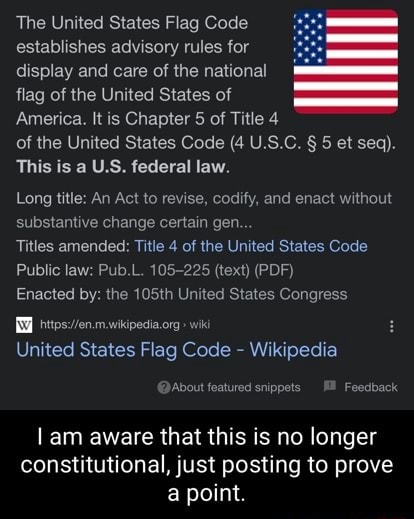 The United States Flag Code establishes advisory rules for display and ...