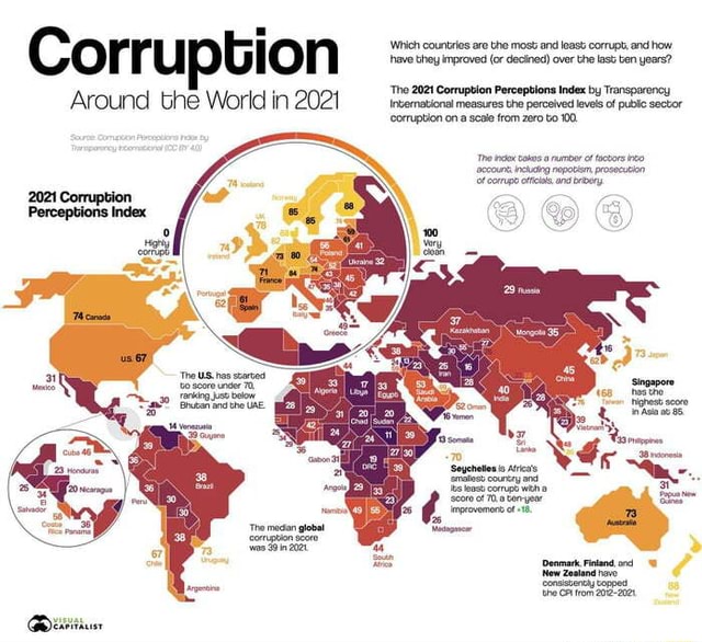 Corruption Around the World in 2021 \Which countries are the most and ...