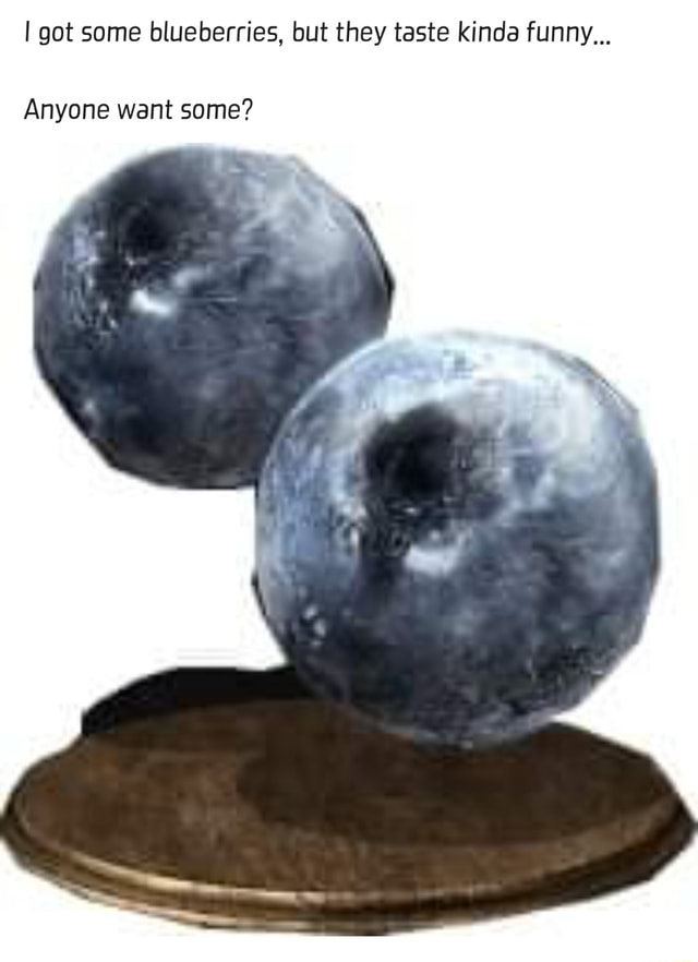 I got some blueberries, but they taste kinda funny", Anyone want some ...