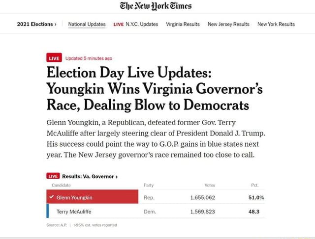 The New York Eimes 2021 Elections National Updates LIVE N-X.C. Updates ...