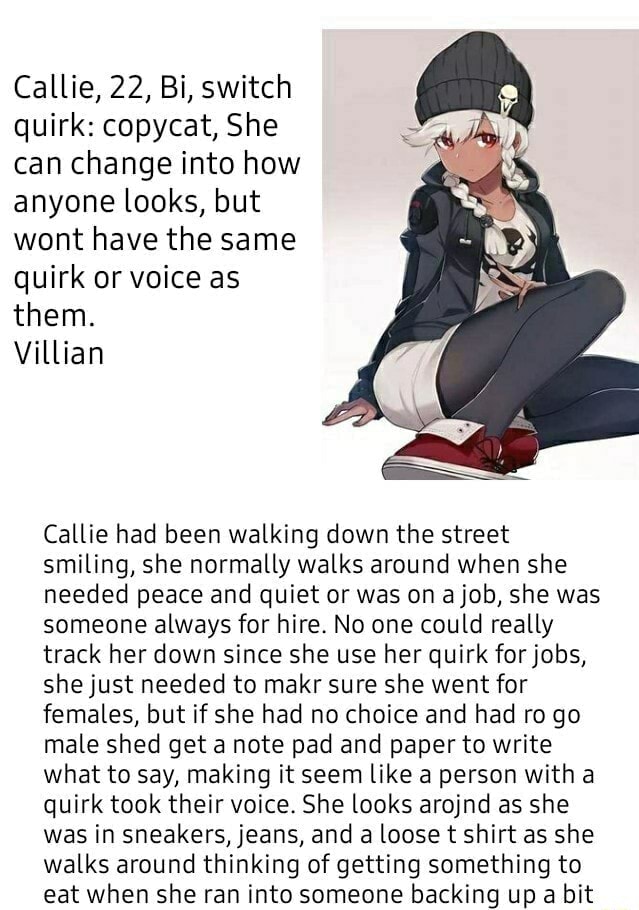 Callie, 22, Bi, switch quirk: copycat, She can change into how anyone ...