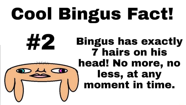 Cool Bingus Fact! Bingus has exactly 7 hairs on his head! No more, no ...