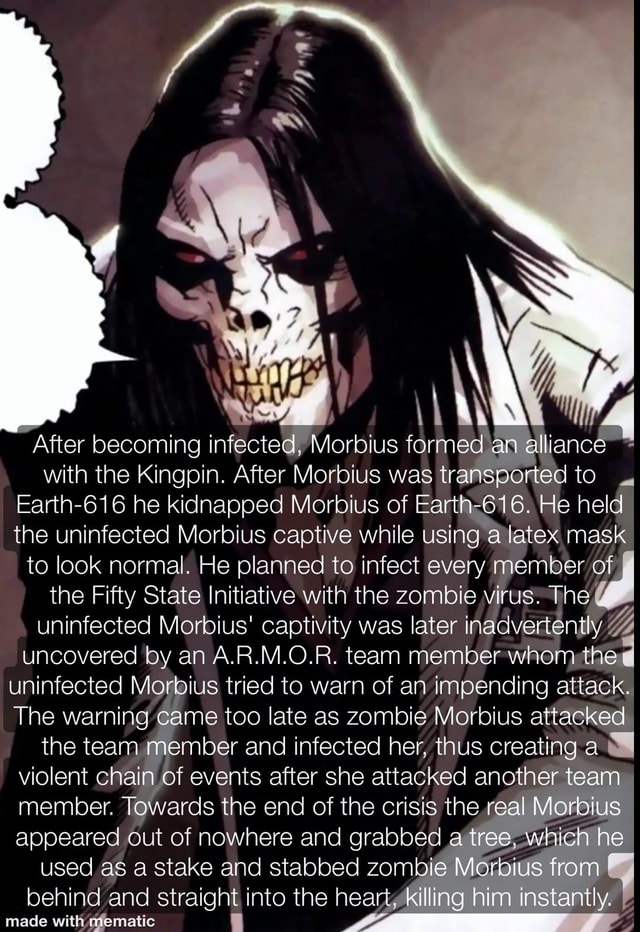 After becoming infected. Morbius formed an alliance with the Kingpin. A ...