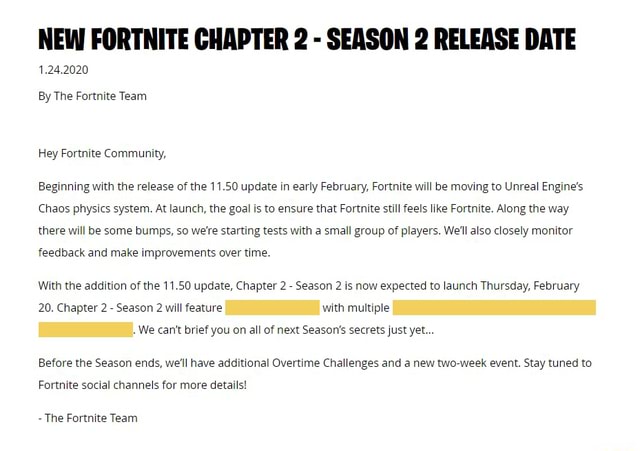 NEW FORTNITE CHAPTER 2 - SEASON 2 RELEASE DATE 1.24.2020 By The ...