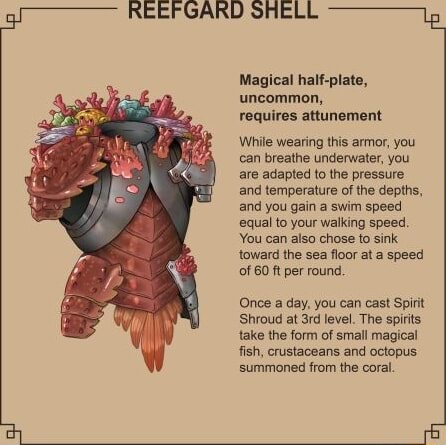 REEFGARD SHELL Magical half-plate, uncommon, requires attunement While ...
