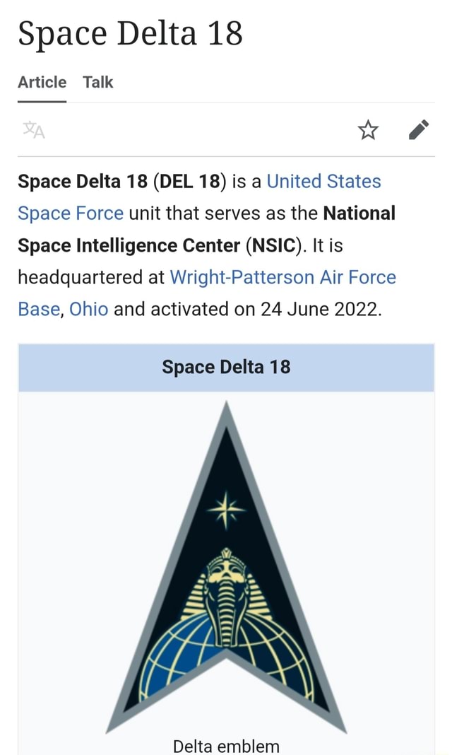 Space Delta 18 Article Talk w OF Space Delta 18 (DEL 18) is a United ...