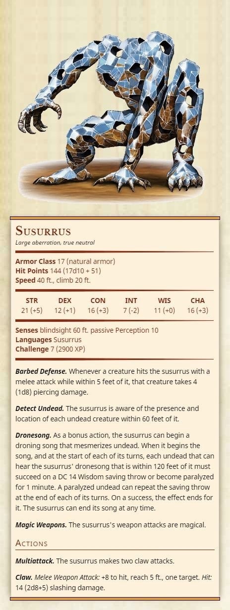 SusuRRUS Large aberration, true neutral Armor Class 17 (natural armor ...