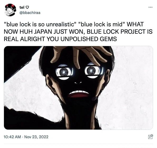 Tel O @bbachiraa "blue lock is so unrealistic" "blue lock is mid" WHAT ...