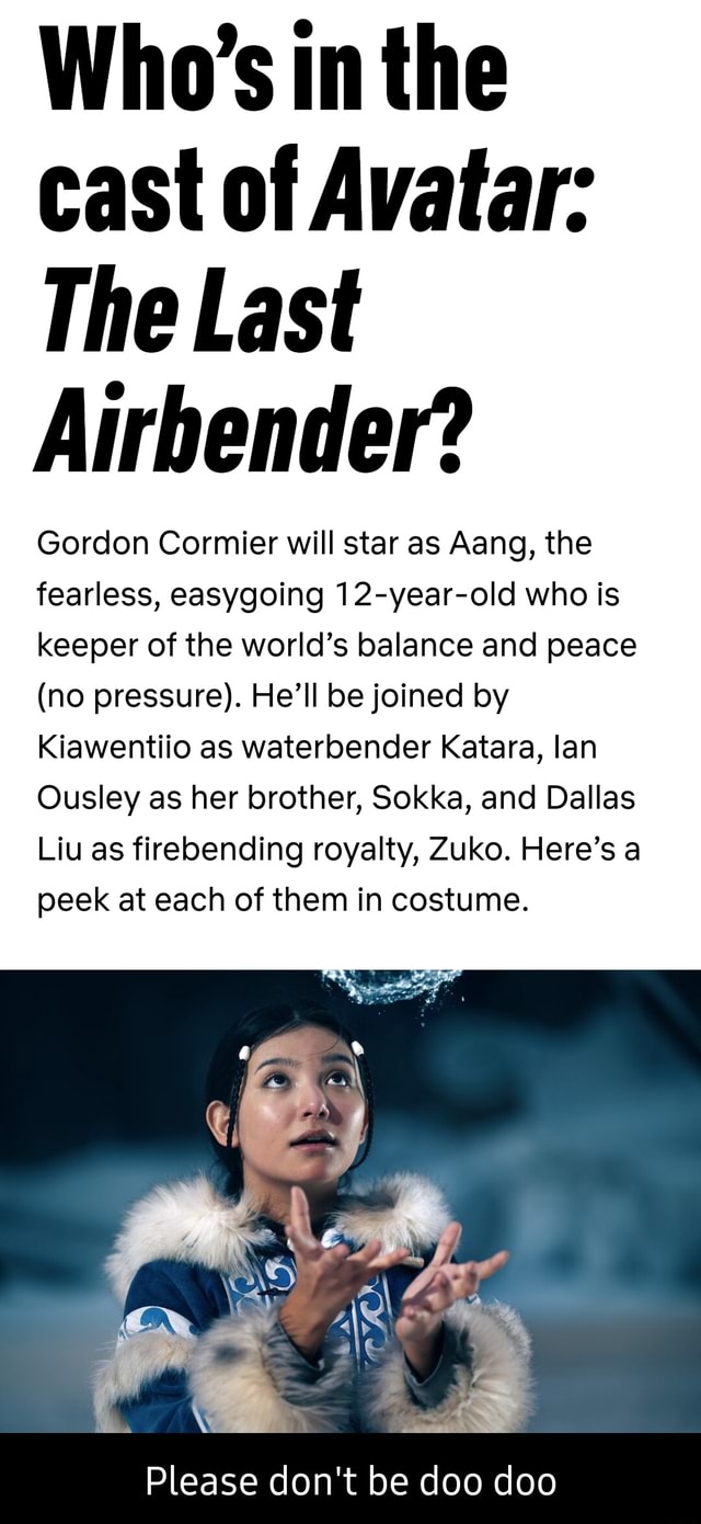 Who's in the cast of Avatar: The Last Airbender? Gordon Cormier will ...