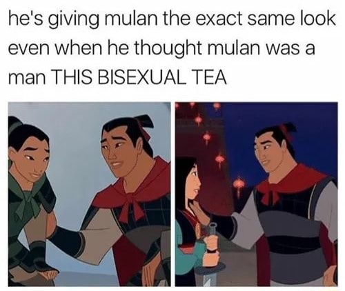 He's giving mulan the exact same look even when he thought mulan was a ...