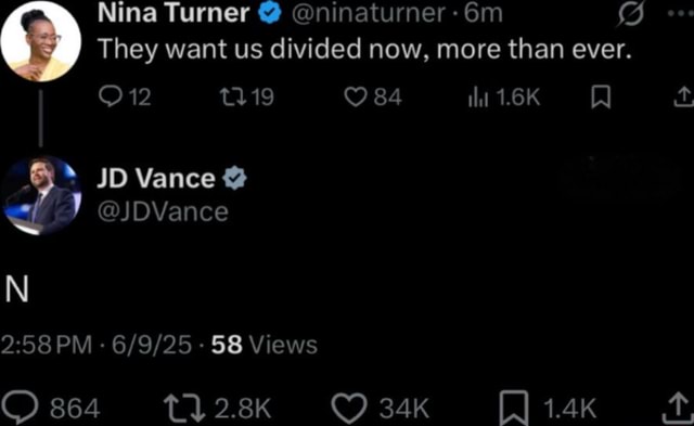 Nina Turner @ @ninaturner They want us divided now, more than ever. 12 ...