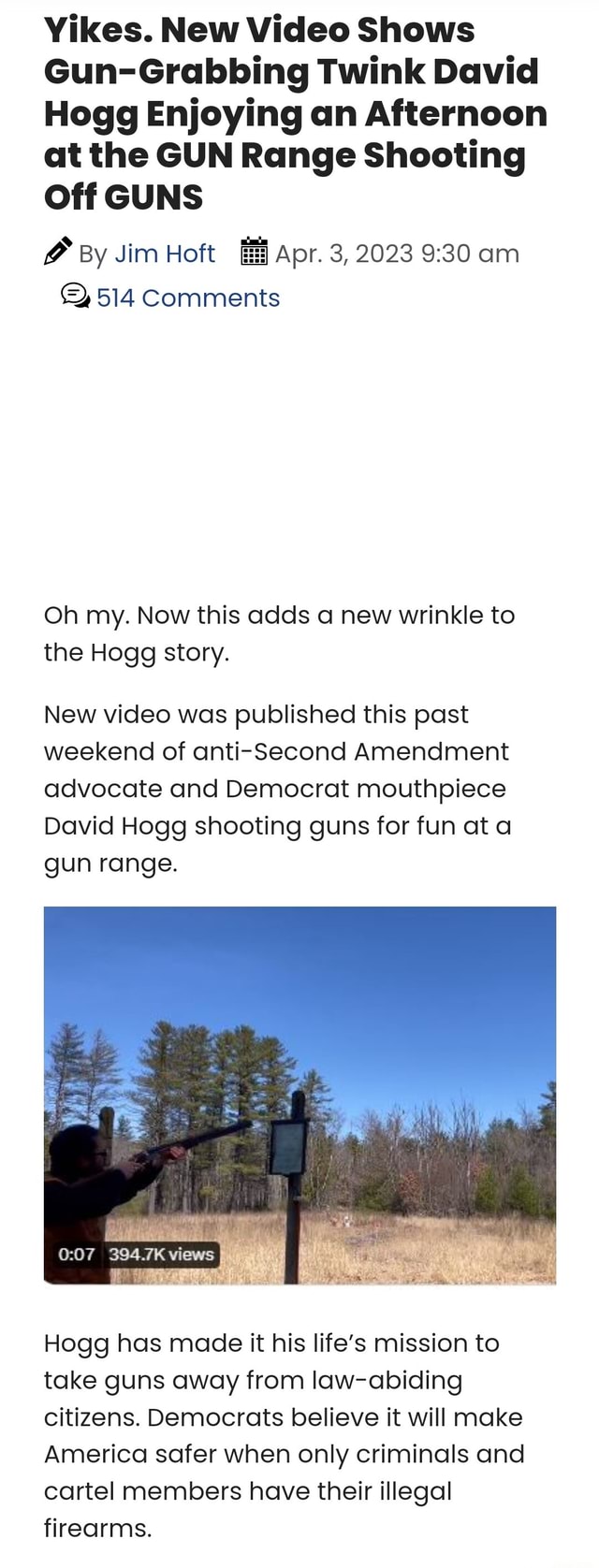 Yikes. New Video Shows Gun-Grabbing Twink David Hogg Enjoying an ...