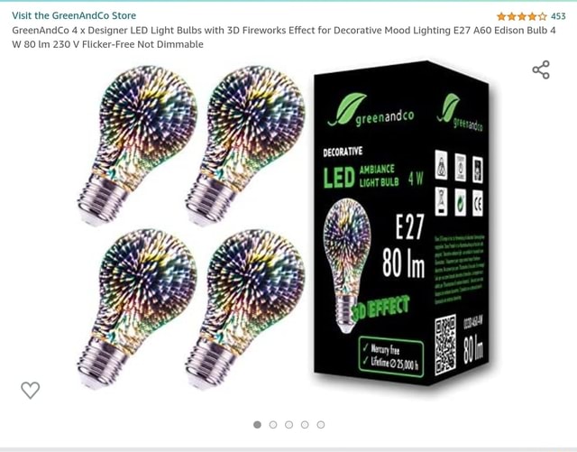 Visit the GreenAndCo Store GreenAndCo 4 x Designer LED Light Bulbs with ...