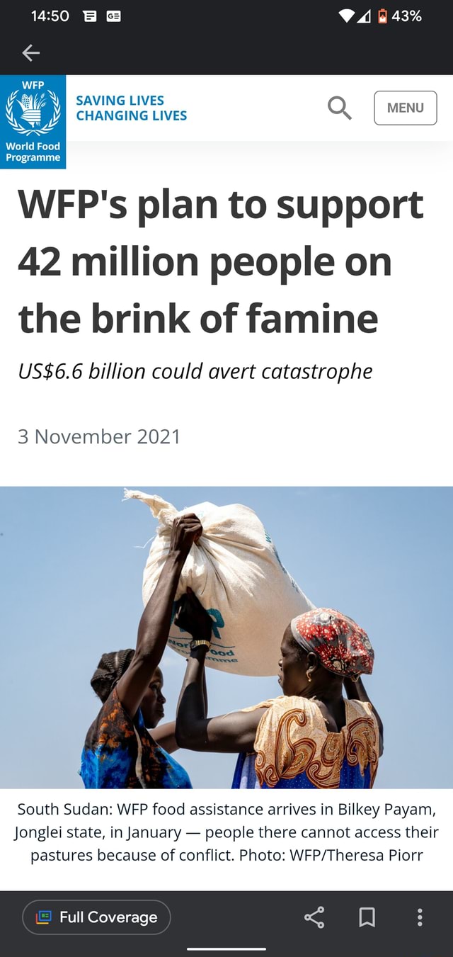 43% MENU SAVING LIVES CHANGING LIVES World Food Programme WFP's plan to ...