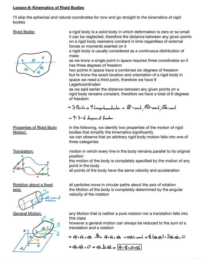 Lesson 8: Kinematics of Rigid Bodies V'll skip the spherical and ...