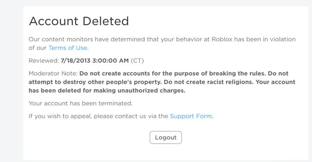 Account Deleted Our content monitors have determined that your behavior ...