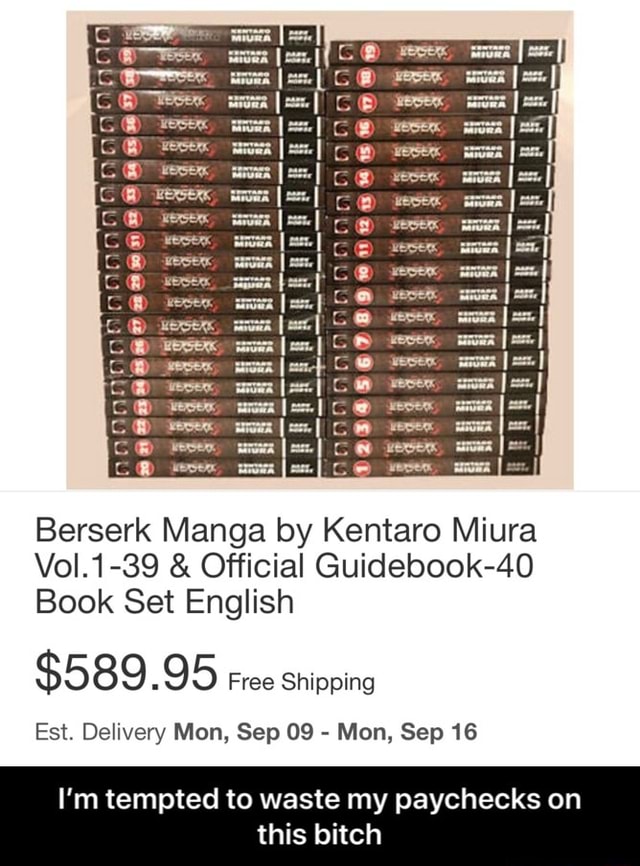 Berserk Manga by Kentaro Miura Vol.1-39 & Official Guidebook-4O Book ...
