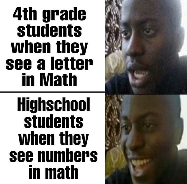 Grade students when they see a letter in Math Highschool students when ...