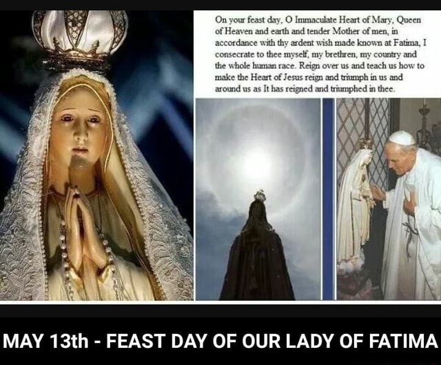 Immaculate Heart of Mary, Queen d tender Mothe in ywn at Fatima, MAY ...