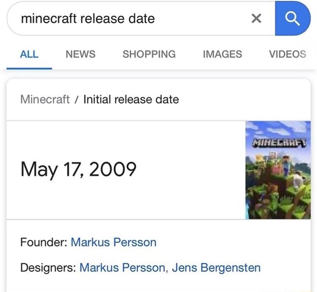 Minecraft release date x Minecraft Initial release date May 17, 2009 ...