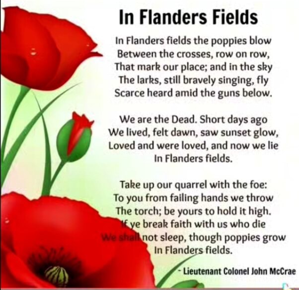 In Flanders Fields In Flanders fields the poppies blow Between the ...