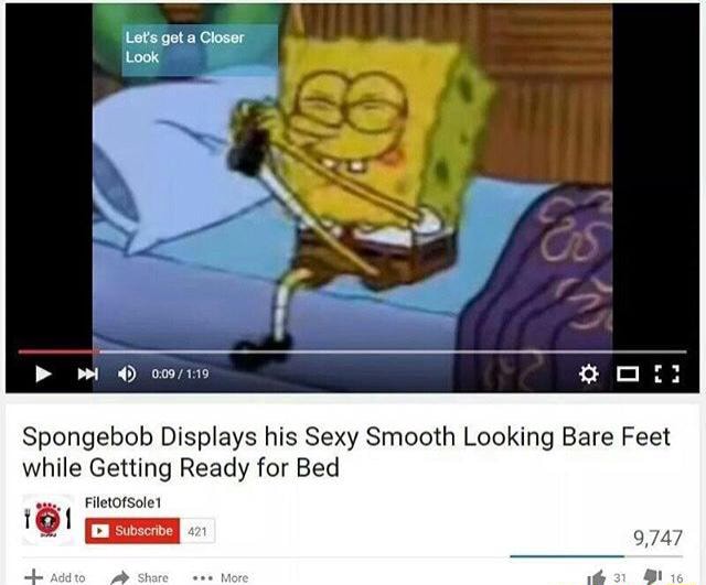 Spongebob Displays his Sexy Smooth Looking Bare Feet while Getting ...