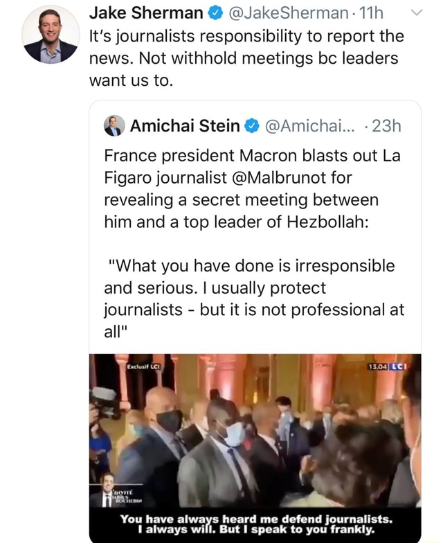 Jake Sherman @ @JakeSherman: It's journalists responsibility to report ...