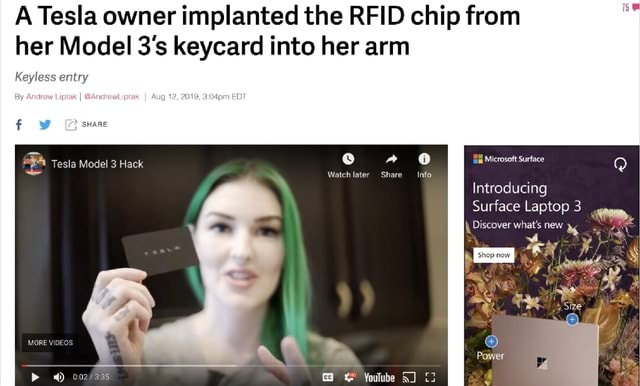 A Tesla owner implanted the RFID chip from her Model keycard into her ...