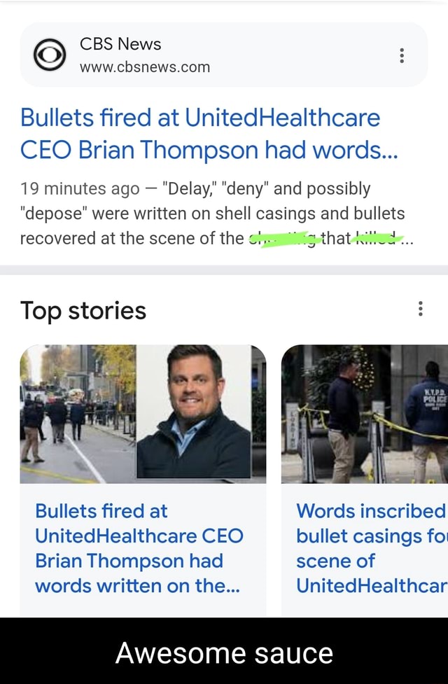 CBS News www.cbsnews.com Bullets fired at UnitedHealthcare CEO Brian ...