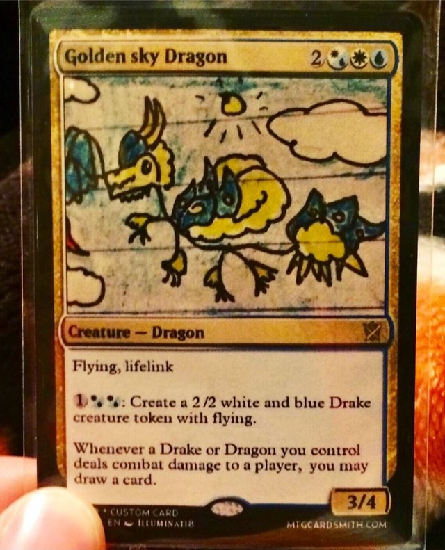Creature Dragon Flying, lifelink 2/2 white and blue Drake creature ...