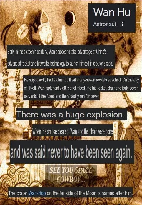 Wan Hu Astronaut 4 arin the siteenth Wan cided fo take advantage of ...