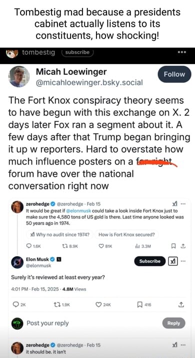 Tombestig mad because a presidents cabinet actually listens to its ...